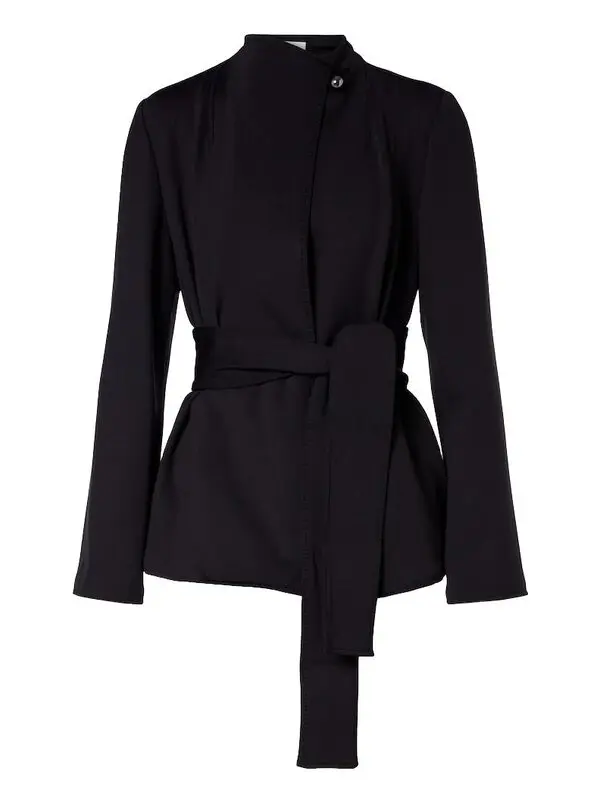 Max Mara Belted Jersey Blazer - Black