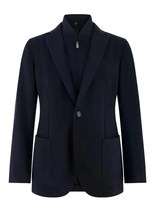Boggi Milano Wool Blend Sweatshirt Jacket - Blue