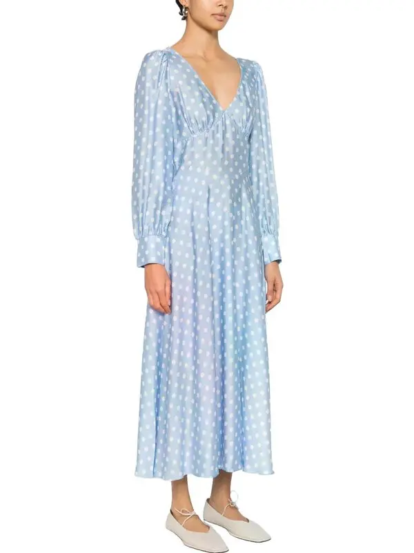Posse Tillie Polka-dot V-neck Maxi Dress - Blue