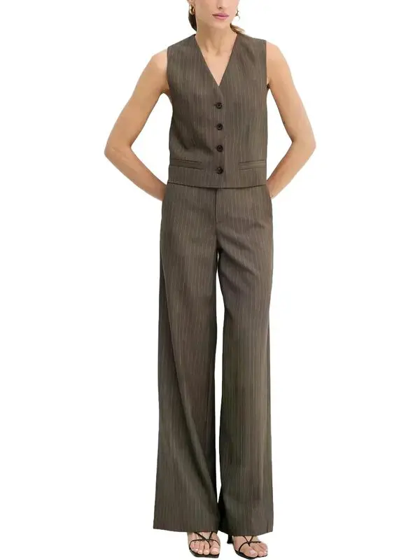 Miss Sixty Pinstripe V-neck Sleeveless Waistcoat - Brown