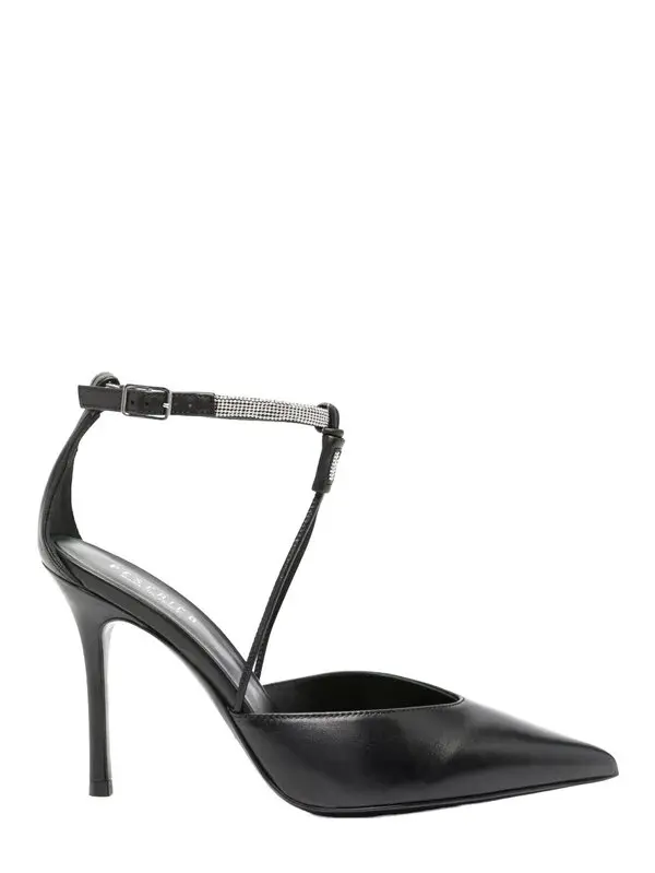 Peserico Rhinestone Embellished Leather Pumps - Black