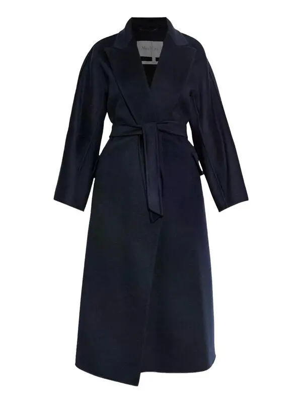 Max Mara Belted Wool Coat - Blue