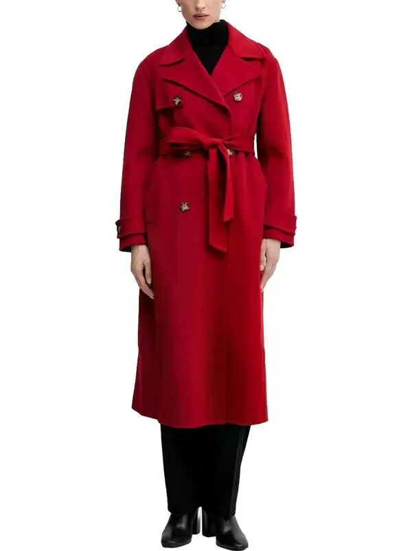 PEDRO DEL HIERRO Belted Double-breasted Coat - Red