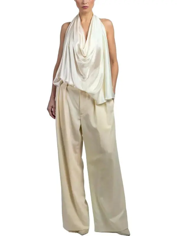 Wardrobe.NYC Halter Satin Blouse - Neutrals
