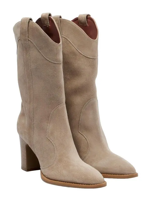 Paris Texas Lavinia Suede Cowboy Boots - Beige