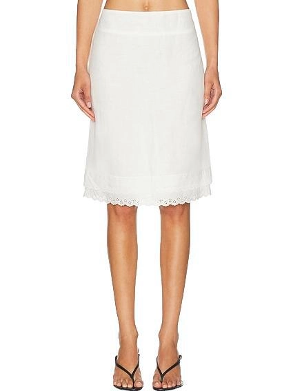 Magda Butrym Mini Pencil Skirt With Scalloped Eyelet Hem - White