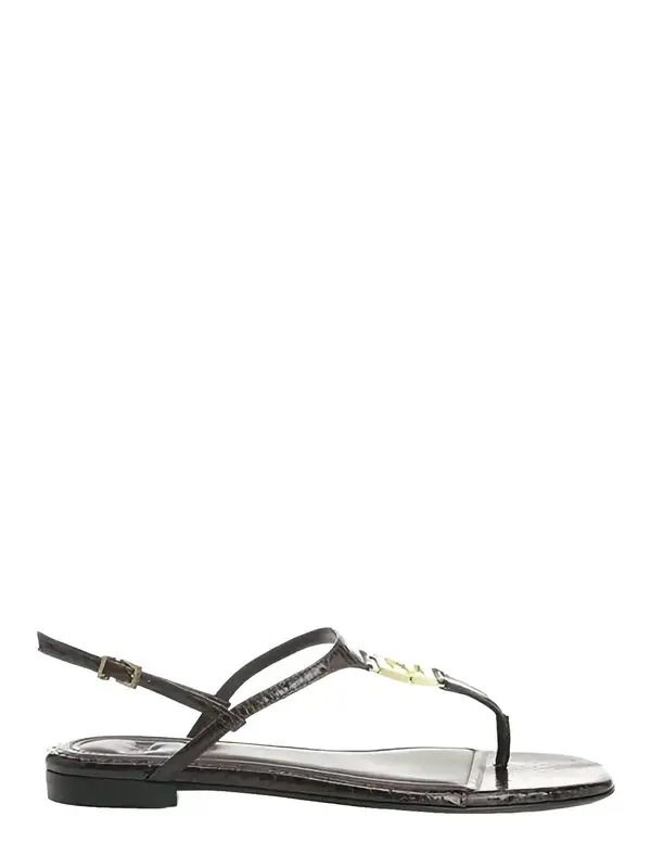 Fendi Fold Logo-detail Leather Sandals - Brown