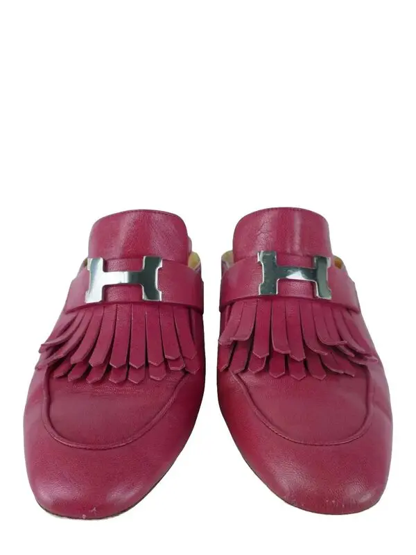 Hermès 55mm Rivoli Fringe Mules - Pink