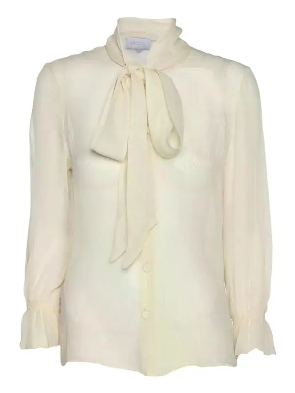 Luisa Beccaria Silk Blouse With Scarf Neck - Neutrals