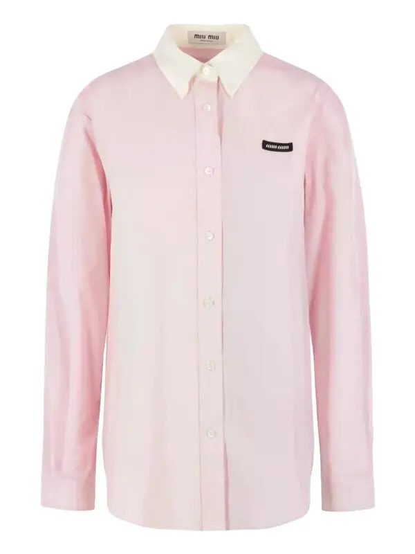 Miu Miu Poplin Shirt With Contrast Collar - Pink