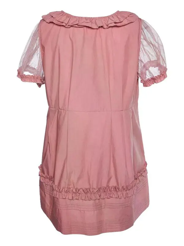 Moschino Cotton Ruffled Top With Sheer Sleeves - Pink