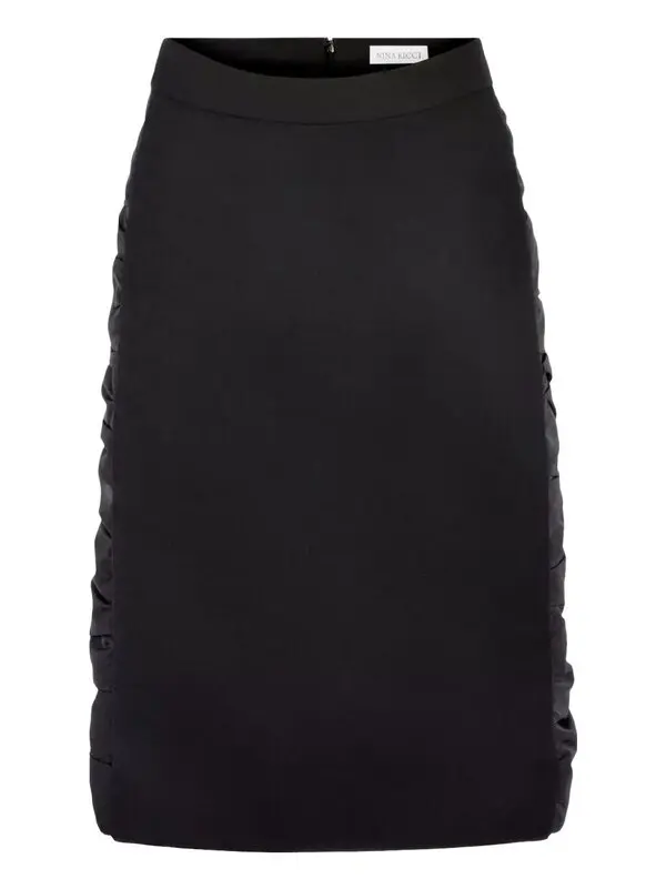 Nina Ricci Ruched Wool Midi Skirt - Black