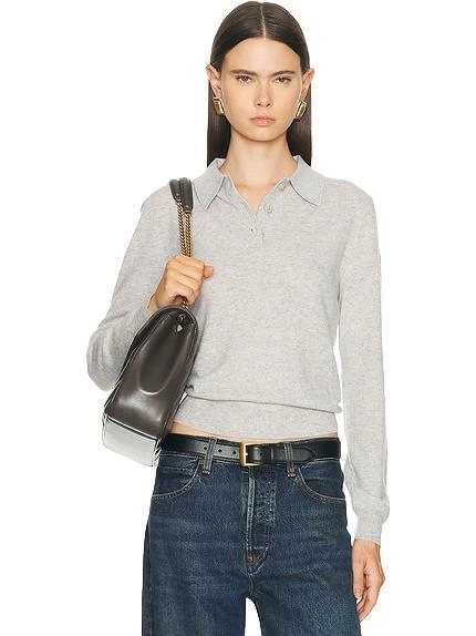 Renggli Cashmere Long Sleeve Polo - Cloudy