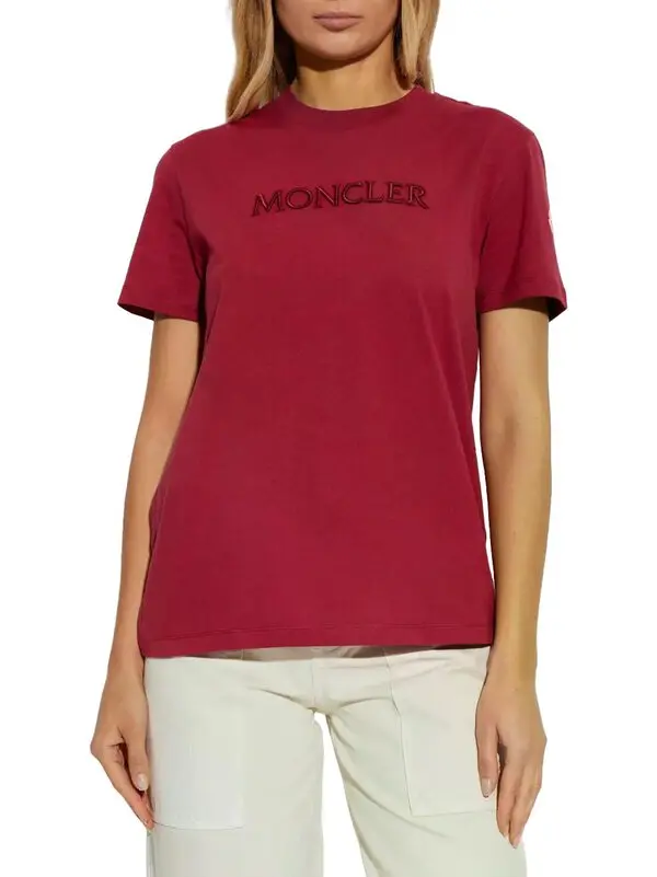 Moncler Logo-embroidered T-shirt - Red