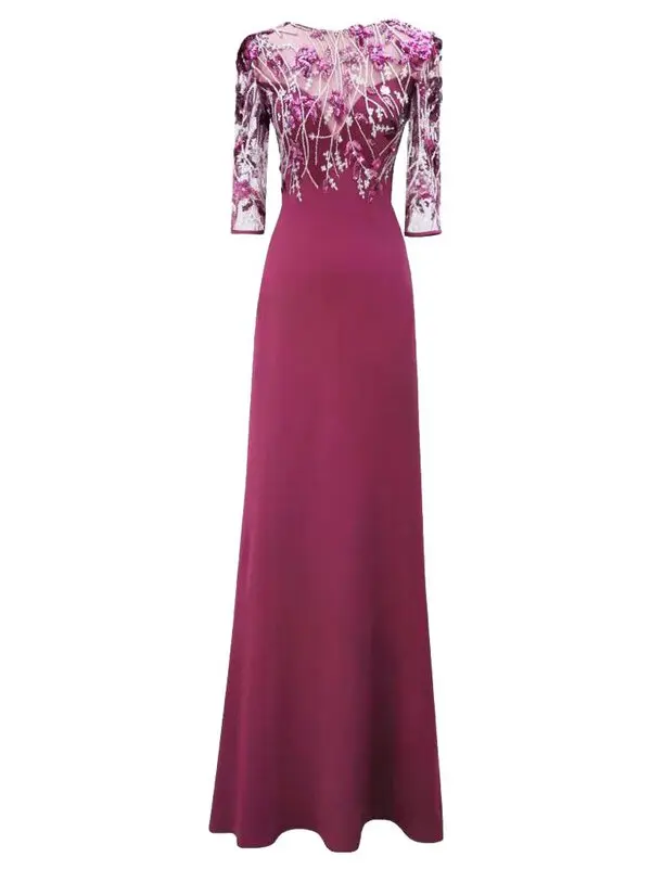 GEMY MAALOUF Beaded Corset Dress With Three-quarter Sleeves - Purple