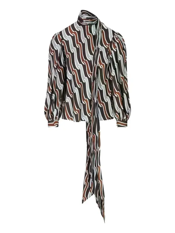 Gucci Printed Silk Blouse - Brown