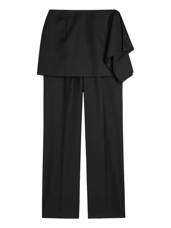 VORANIDA Layered-effect Wool-blend Trousers - Black