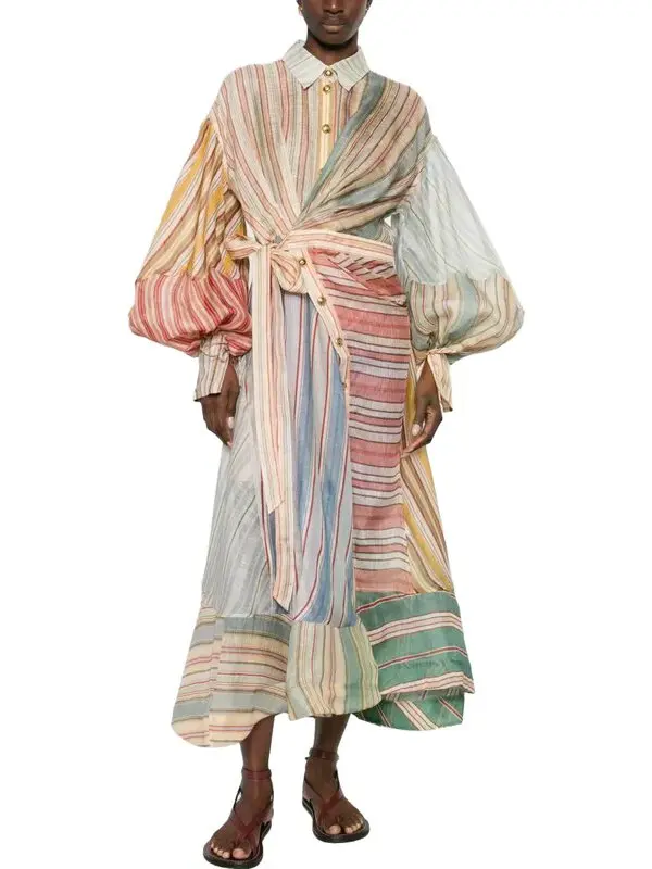Zimmermann Rebellion Striped Midi Dress - Neutrals