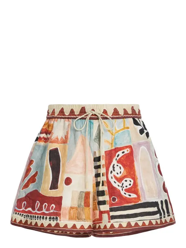 ALEMAIS Printed Linen Shorts - Multi