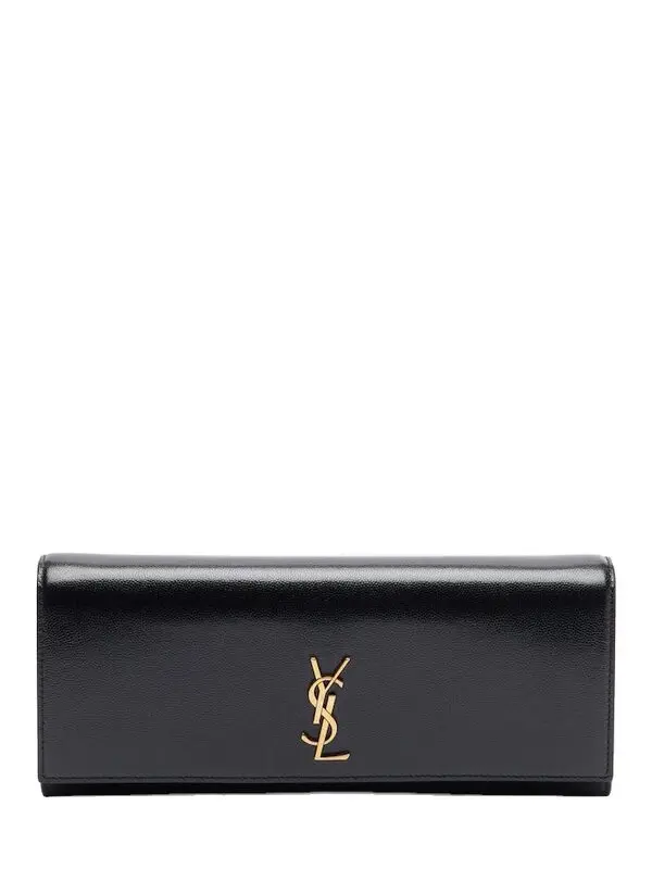 Saint Laurent Kate Leather Clutch With Chain Strap - Black