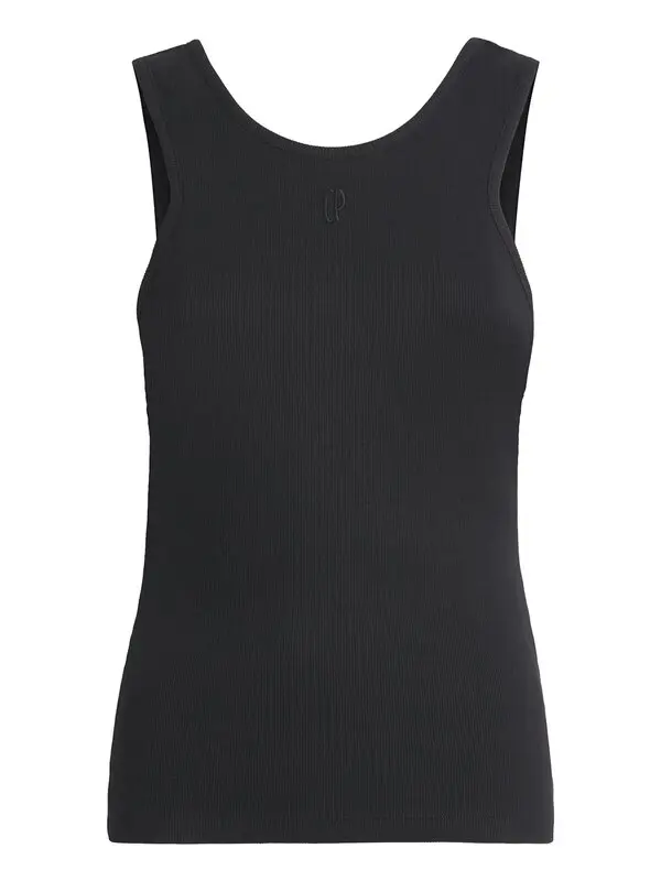 Claudie Pierlot Ribbed Cotton Tank Top - Black