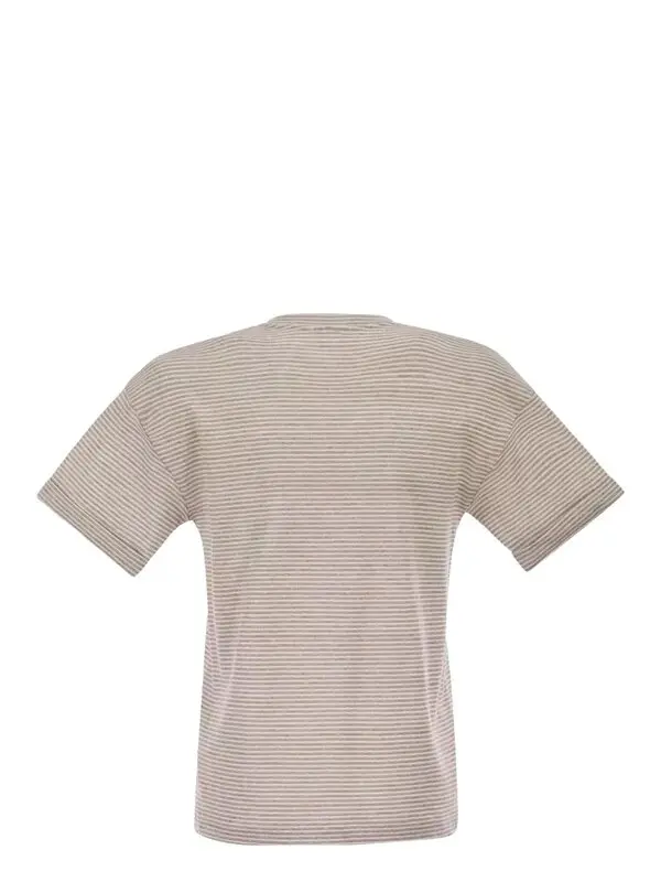 Peserico Striped Crew-neck T-shirt - Neutrals