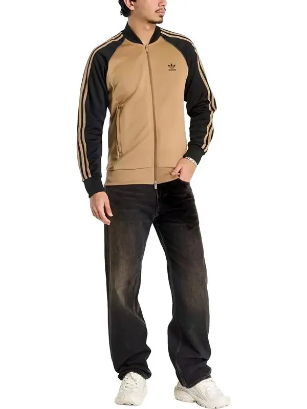 Adidas Adicolor Classics Three-stripe Zip Sweatshirt - Neutrals
