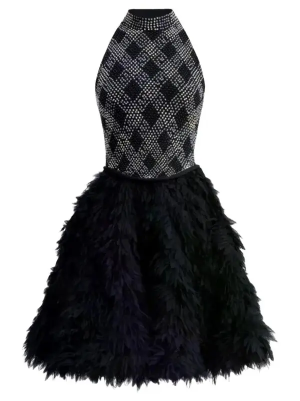 GEMY MAALOUF Embellished High-neck Sleeveless Dress - Black