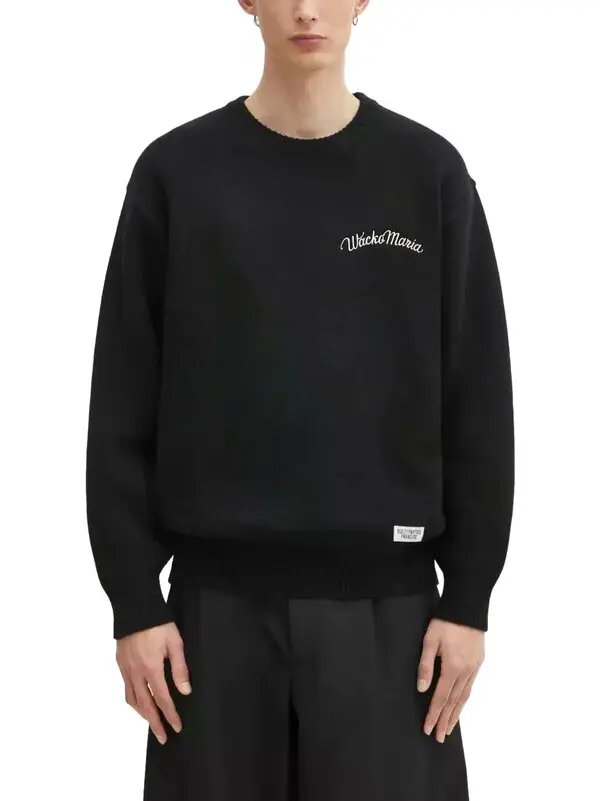 WACKO MARIA Logo Embroidered Crew Neck Sweater - Black