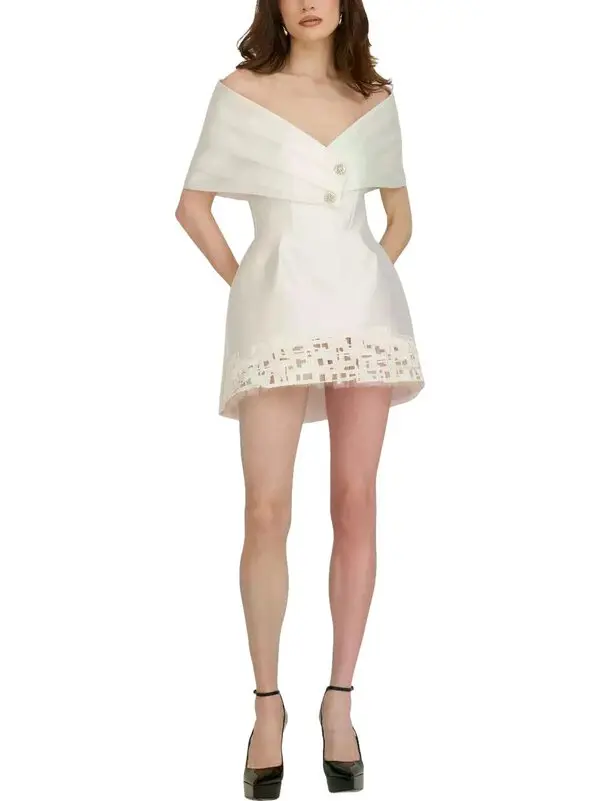 ARAFTU Arafutu Off-the-shoulder Embellished Mini Dress - White