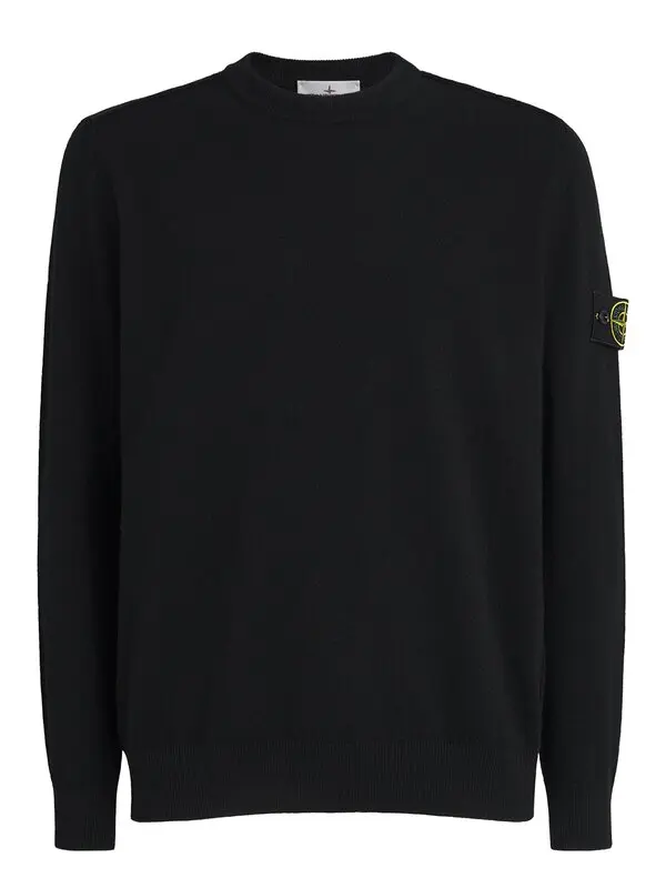 Stone Island Virgin Wool Crew Neck Jumper - Black