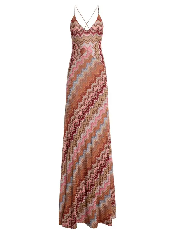 Missoni V-neck Chevron Knit Maxi Dress - Multi