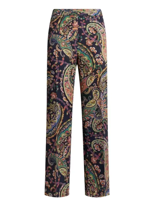 Etro Floral-paisley Bootcut Trousers - Blue