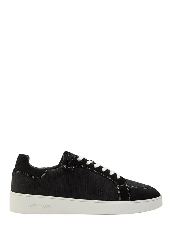 JUDE LLOW Panelled Suede And Corduroy Lace-up Sneakers - Black