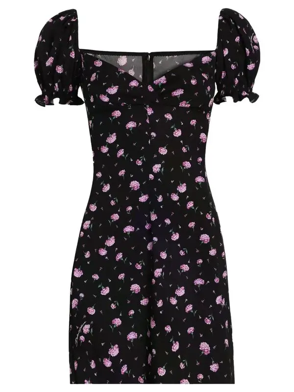 Dolce & Gabbana Ruffled Floral Mini Dress - Black