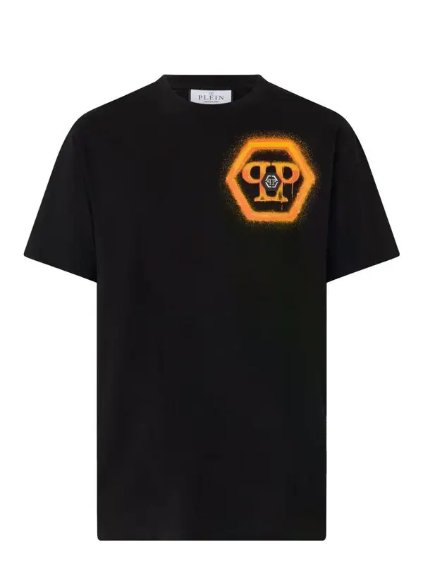Philipp Plein Round Neck T-shirt Spray Hexagon - Black