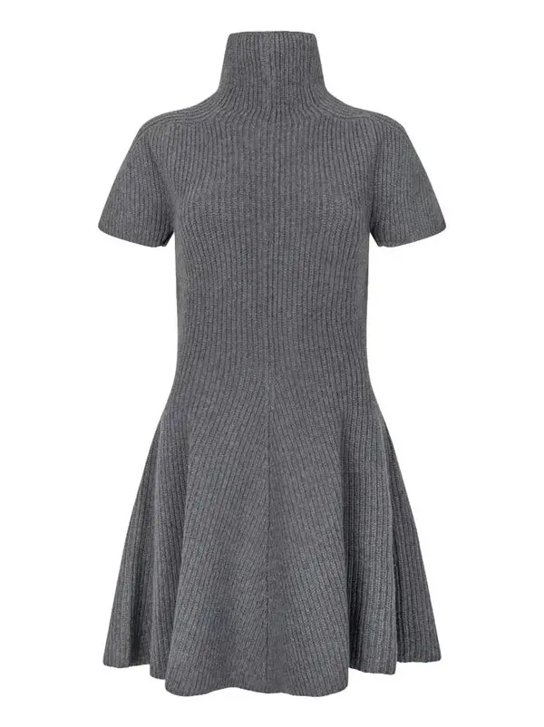 Magda Butrym Ribbed Knit Turtleneck Mini Dress - Grey