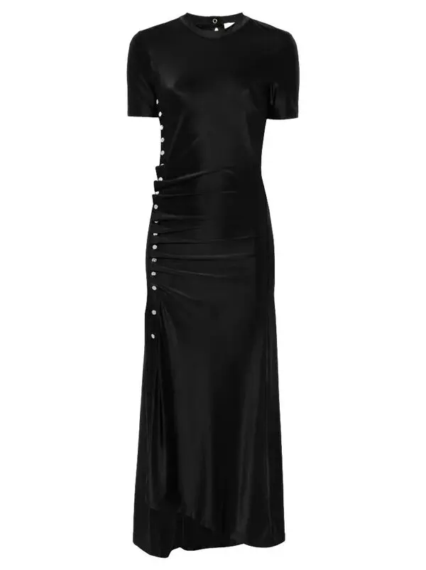 Rabanne Button Detail Asymmetrical Hem Dress - Black