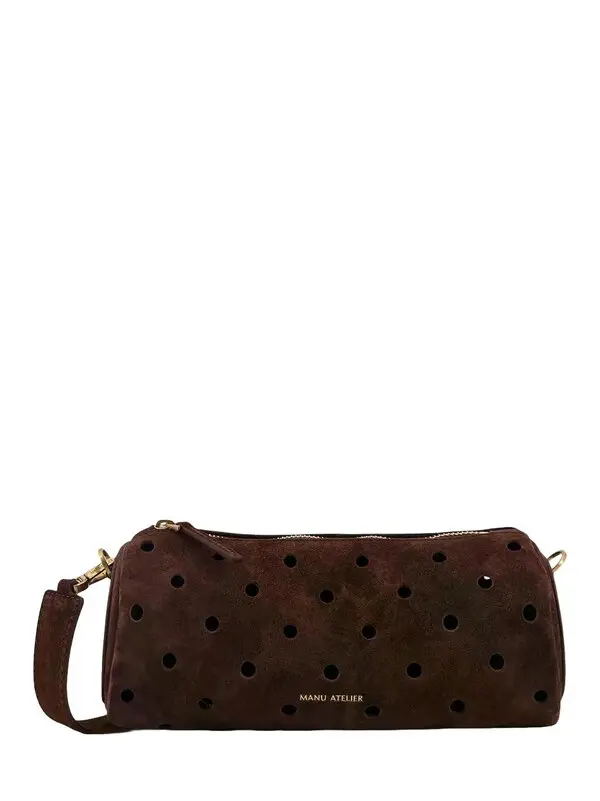 Manu Atelier Mini Cylinder Perforated Shoulder Bag - Brown