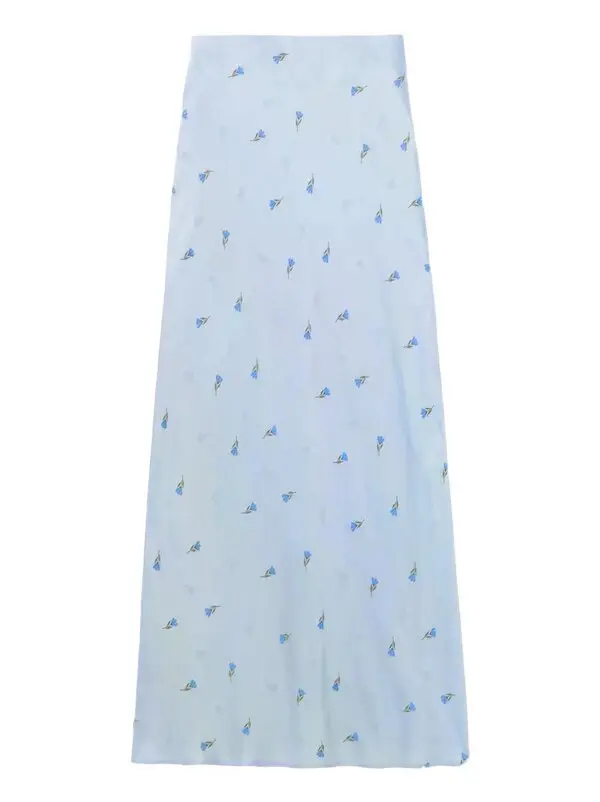 Claudie Pierlot Floral Print Midi Skirt - Blue