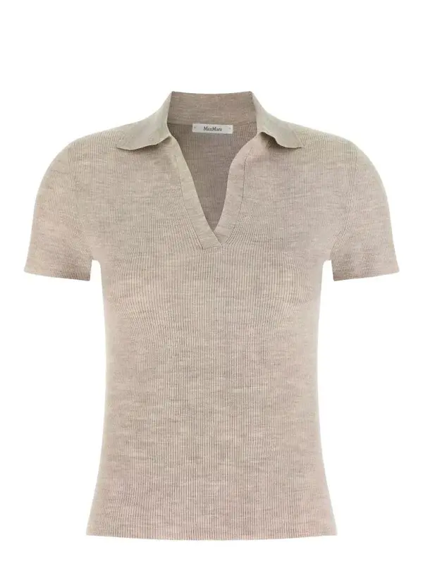 Max Mara Ribbed V-neck Polo Shirt - Neutrals