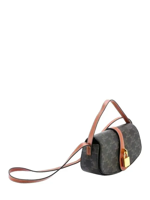 Celine Tabou Clutch With Strap Triomphe Coated Canvas - Brown
