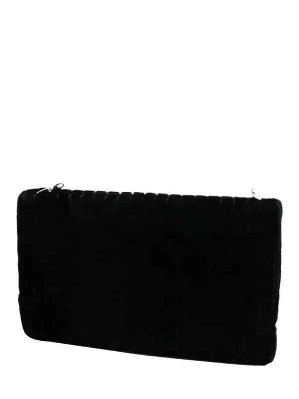 Prada Velvet Ricamo Pochette Crossbody Bag - Black