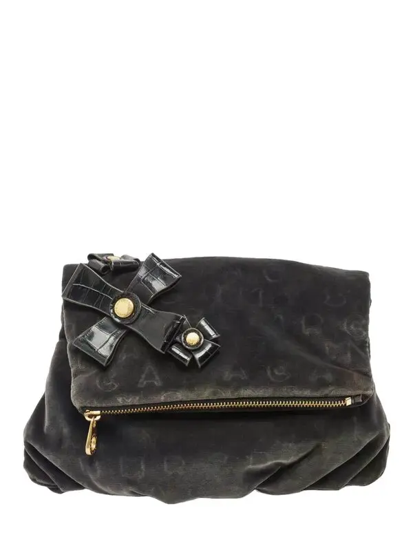 Marc Jacobs Velvet Bow Detail Clutch Bag - Grey