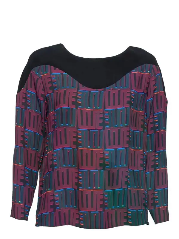 Kenzo All-over Logo Print Long Sleeve Top - Black