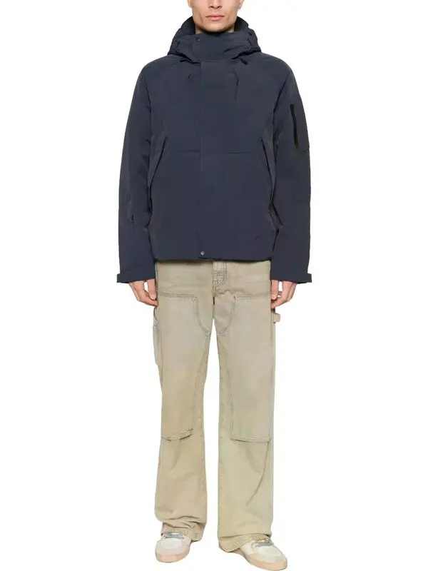 JG1 Zip-up Hooded Jacket With High Neck And Zip Details - Blue