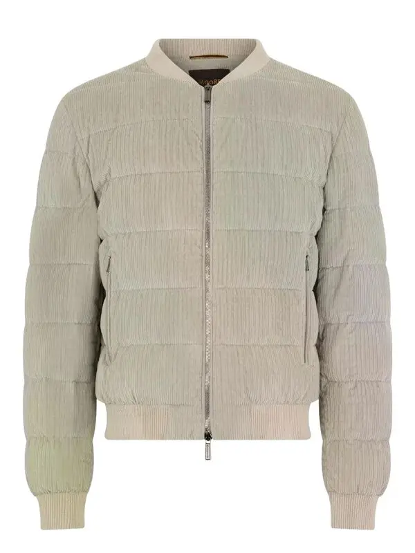 MOORER Corduroy Zip-up Bomber Jacket - Neutrals