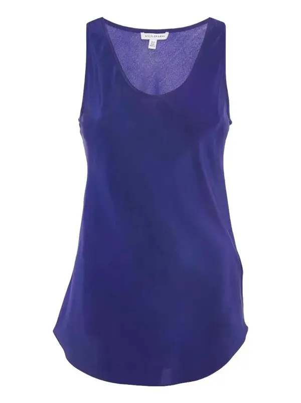 NICOLE FARHI Silk Sleeveless Draped Top - Blue