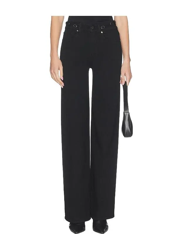 Paige Sasha Jeans With Waistband Buckles - Black