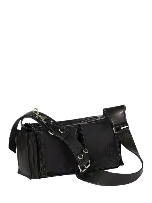 Miu Miu Utilitaire Leather Shoulder Bag - Black